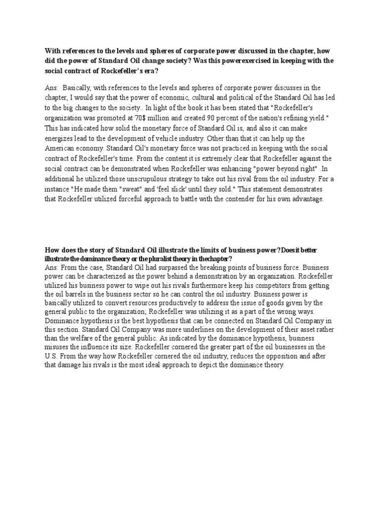 Case 1 Answers | PDF | John D. Rockefeller | Standard Oil