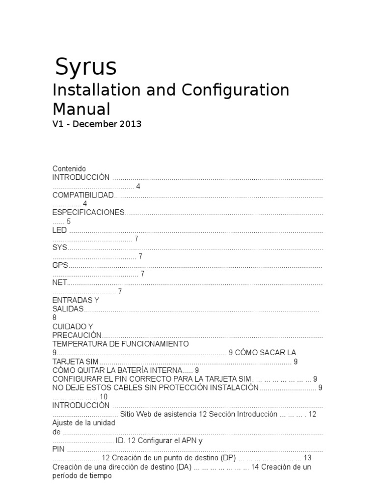 Manual Syrus | PDF | paquete general de Radio sevicio | Gsm