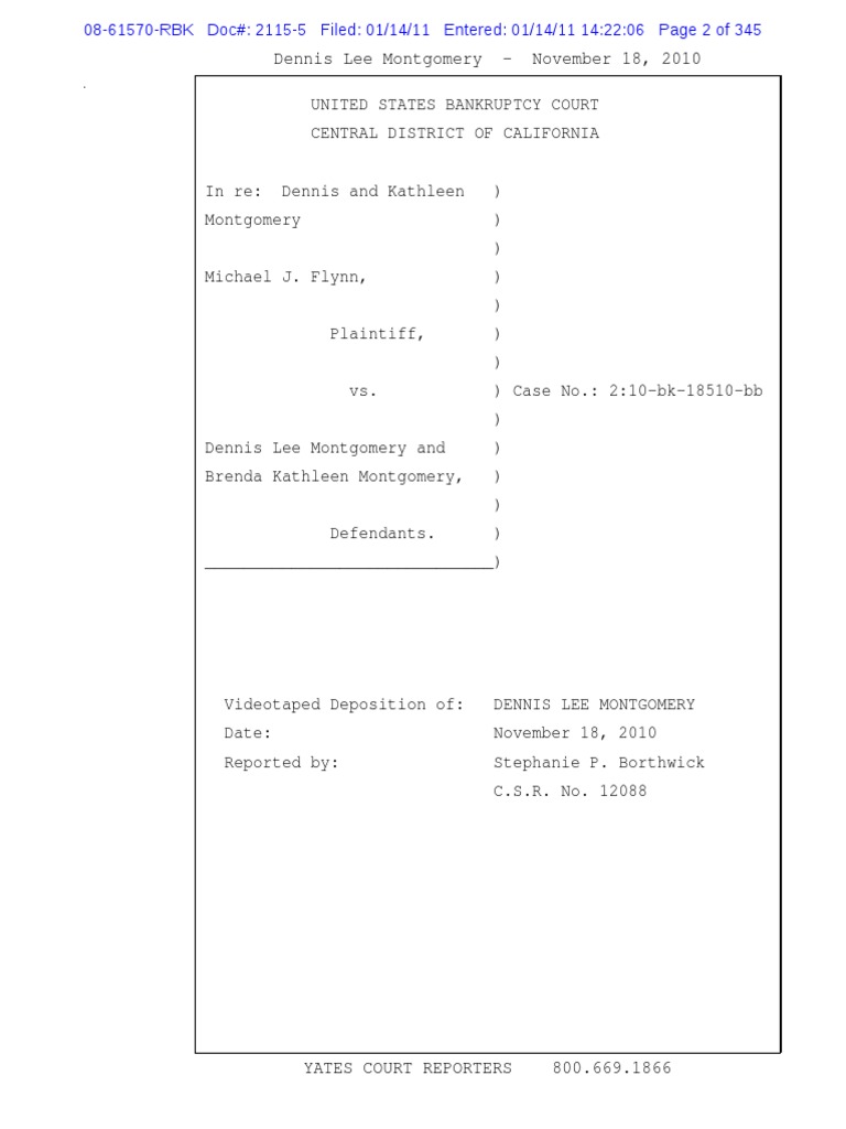 Dennis Montgomery Nov 2010 Deposition Transcript | PDF | Deposition ...