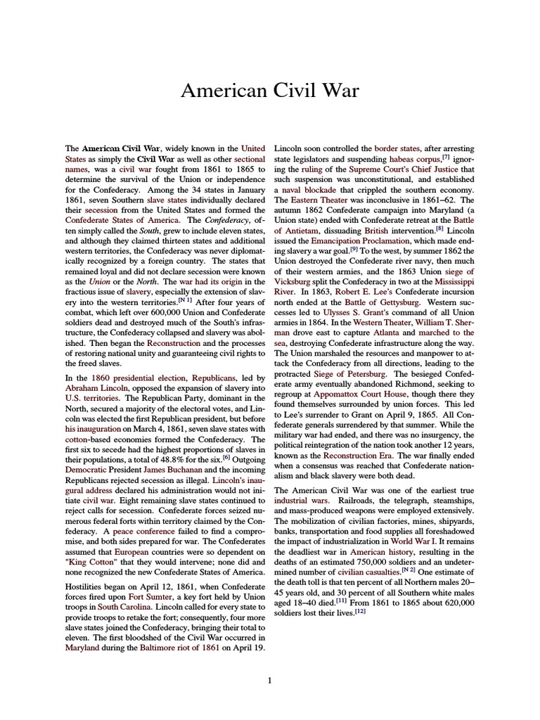 American Civil War | PDF | American Civil War | Confederate States Of ...