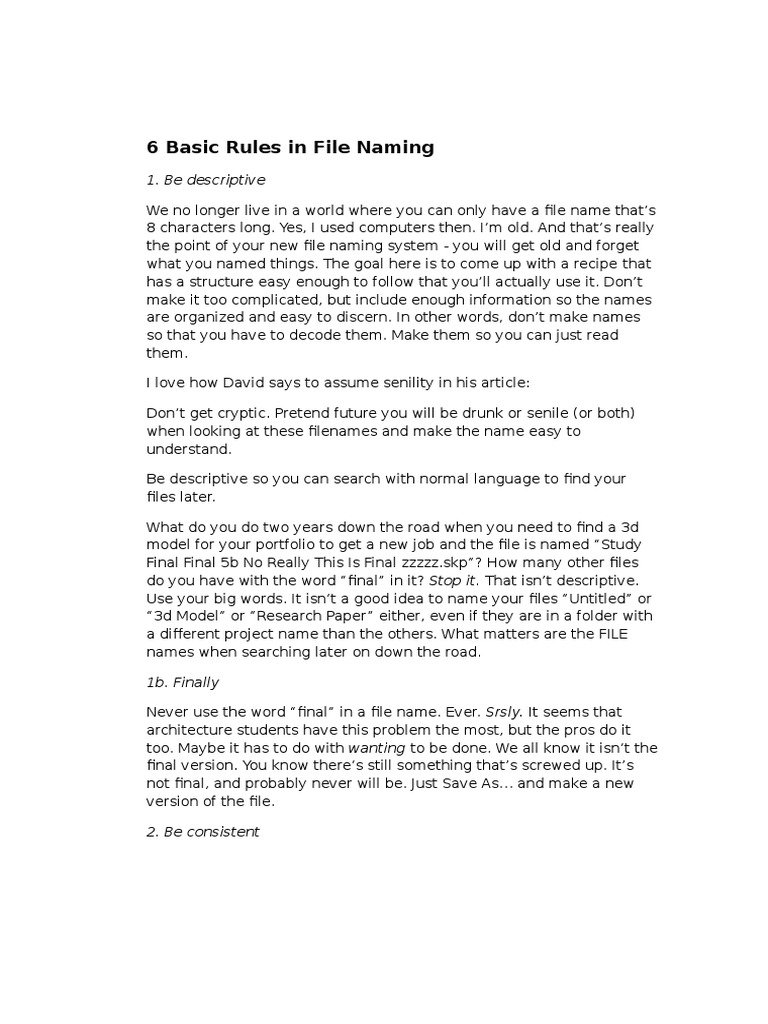 Basic Rules in File Naming | PDF | Computer File | Utility Software