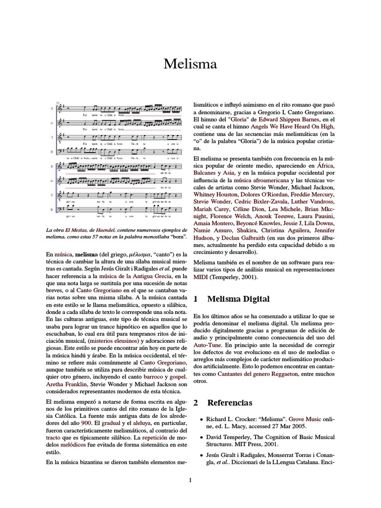 Melisma | Tecnicas musicales | Presentación musical