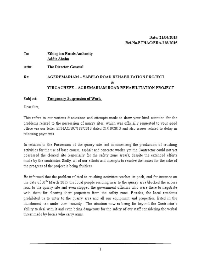 Suspension of Project1 | PDF | General Contractor | Employment