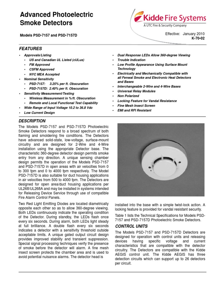 Detector 70-02 - Photo Smoke Detector Model CPD-7157 - 2010 | PDF ...