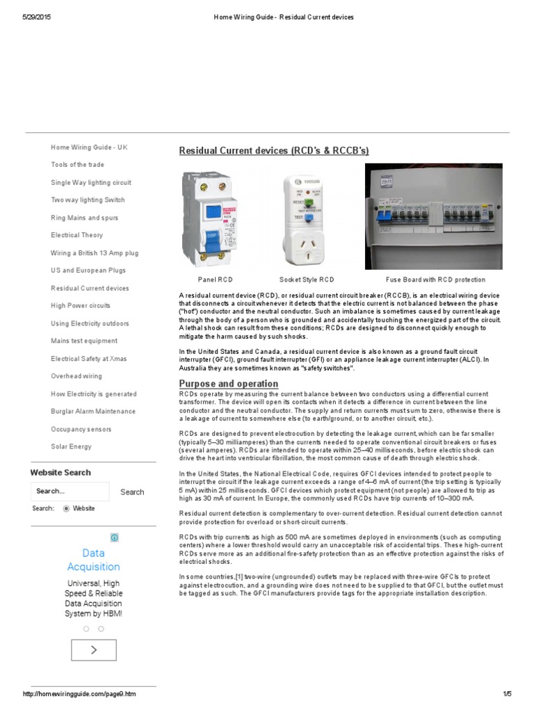 Home Wiring Guide - Residual Current Devices | PDF | Electrical ...