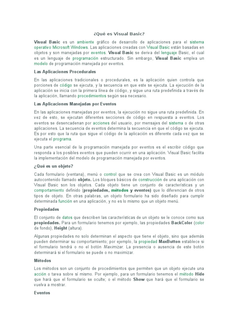 Investigacion de Visual Basic | PDF | Ventana (informática) | Objeto (informática)