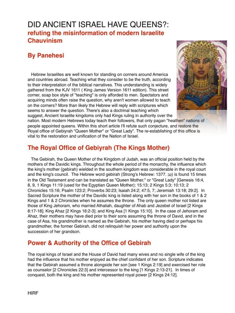Did Ancient Israel Have Queens? | PDF | Old Testament People | Kingdom ...