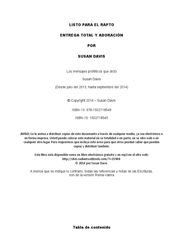 Listo para El Rapto Entrega Total Y Adoraci N | PDF | Cristo (título) | Salvación