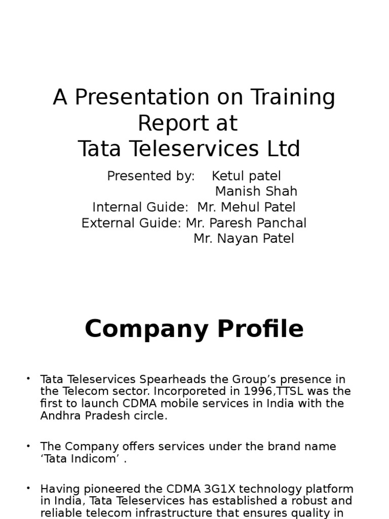 Tata Teleservices LTD Presentation | PDF | Computer Network | Computer ...