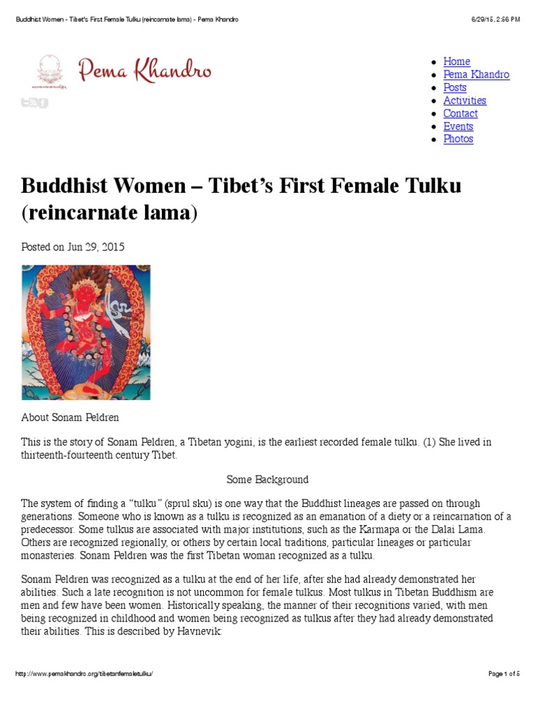 Buddhist Women - Tibet's First Female Tulku (Reincarnate Lama) - Pema ...
