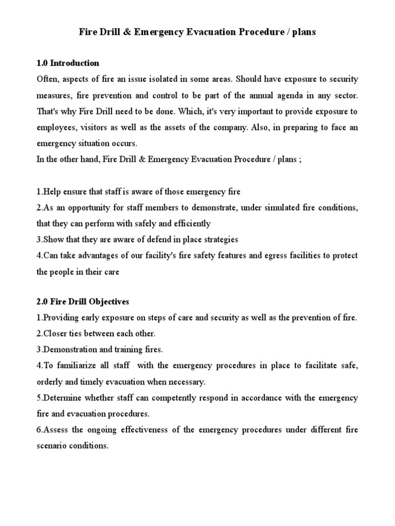 Fire Drill & Evacuation Procedures Guide | PDF | Firefighting ...