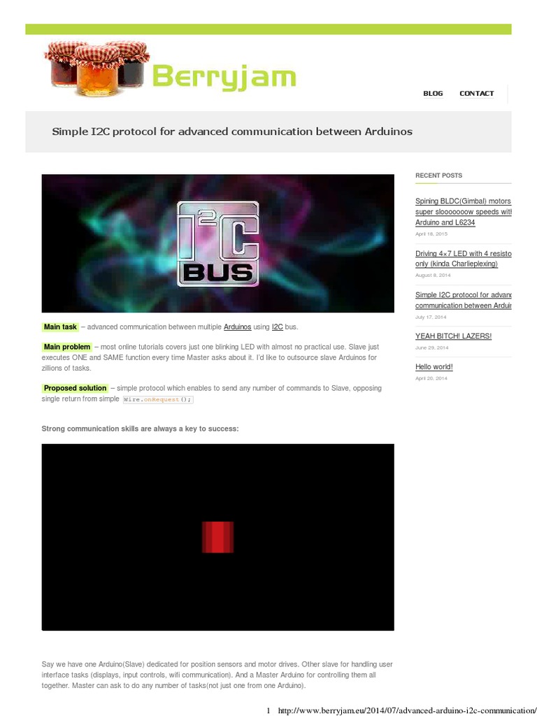 Berryjam Simple I2c Protocol For Advanced Communication Between