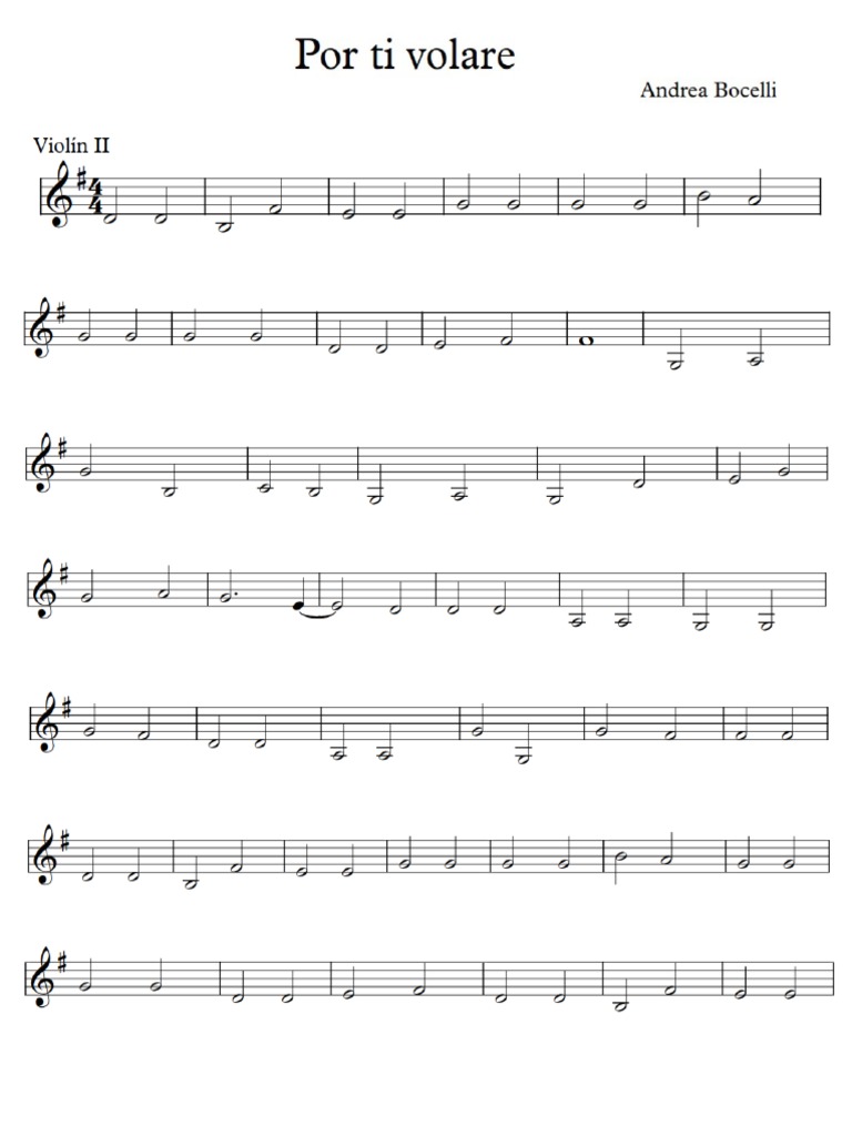 Por Ti Volare Violin II | PDF