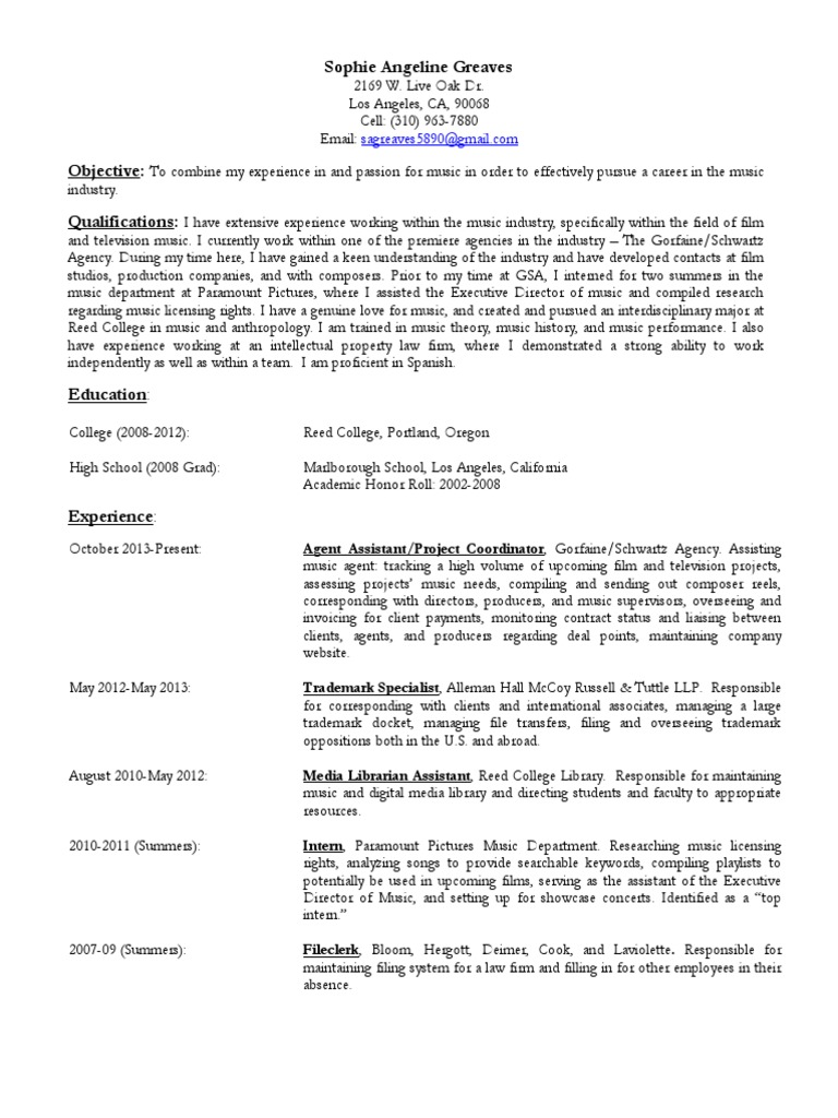 Sophie Greaves Resume 2015 | Download Free PDF | Business | Further ...