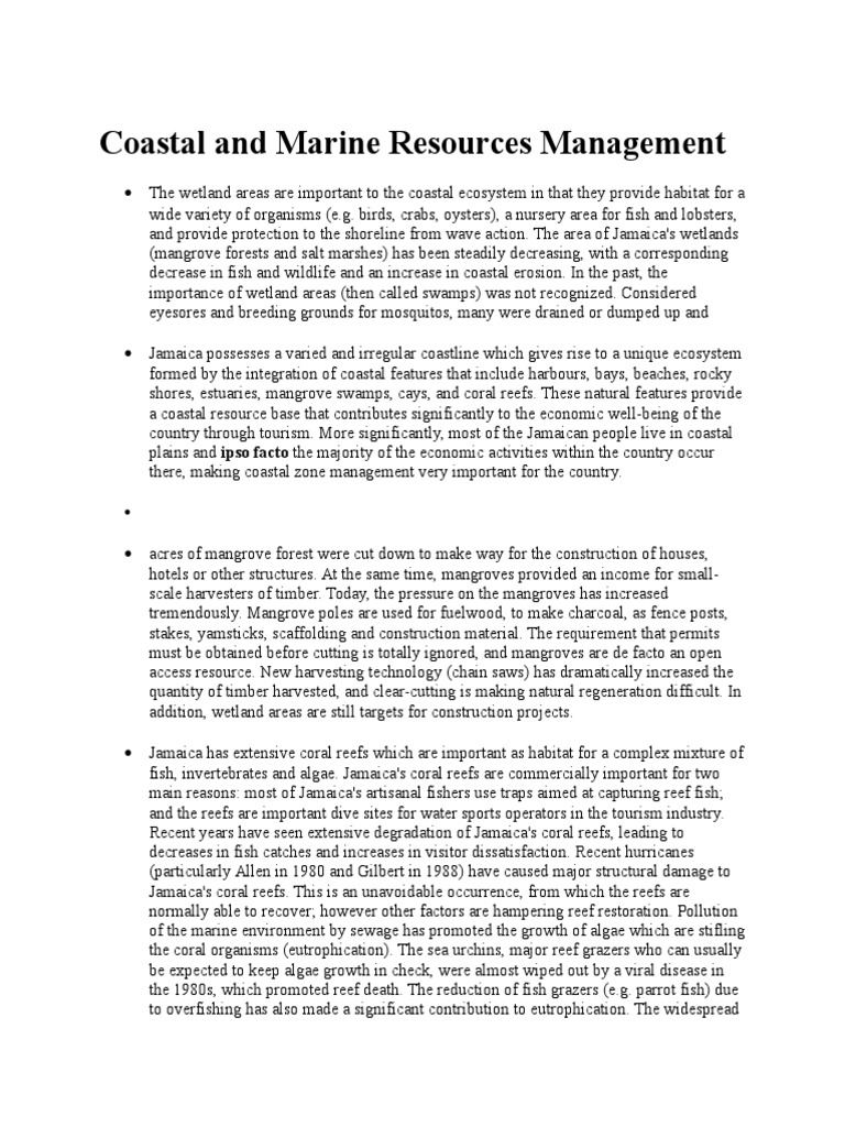 Coastal Resource Management Jamaica | PDF | Coral Reef | Coast