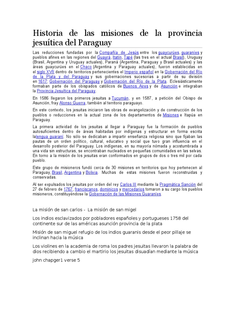 Historia de Las Misiones de La Provincia Jesuítica Del Paraguay | PDF ...