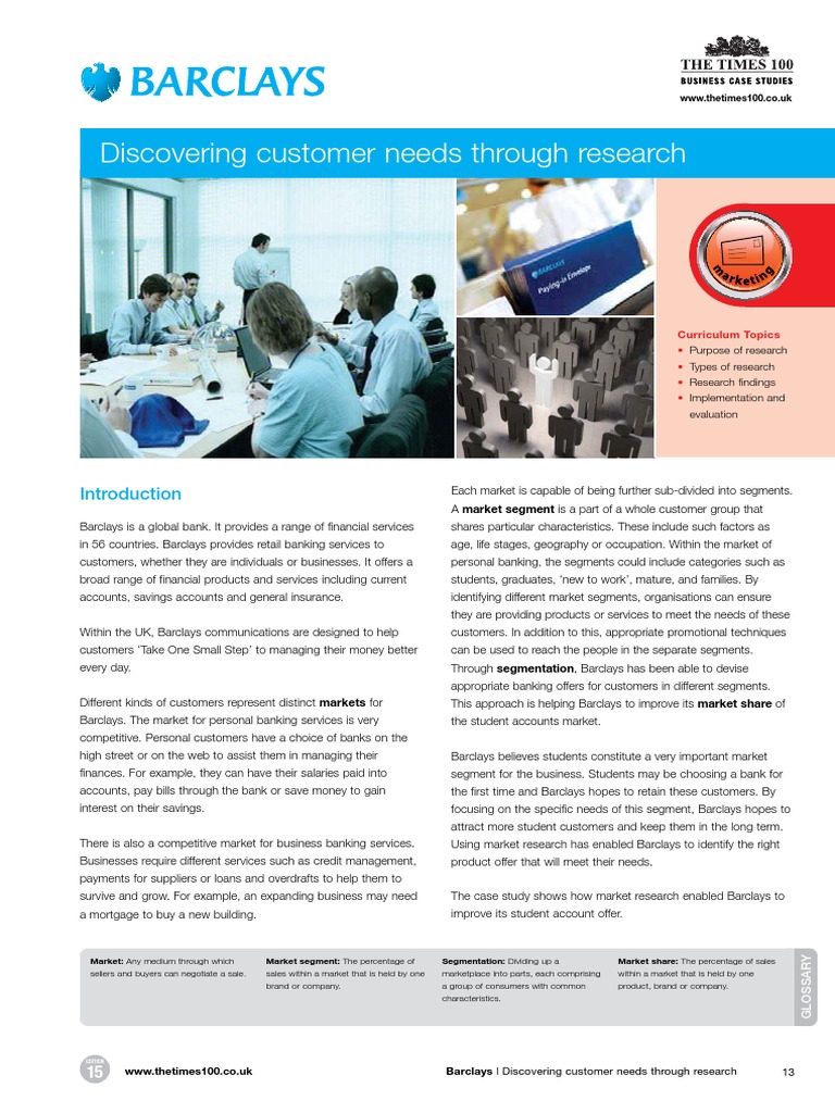 Barclays Case Study Feb 2014 | PDF | Marketing Research | Market Segmentation