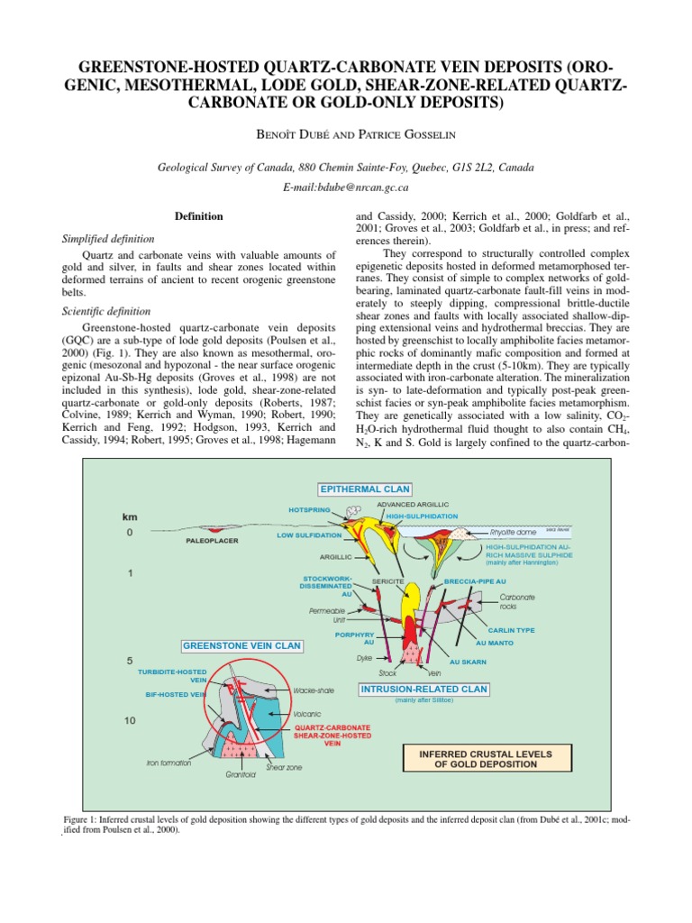 Greenstone Quartz-Carbonate Gold Deposits | PDF | Geology | Petrology