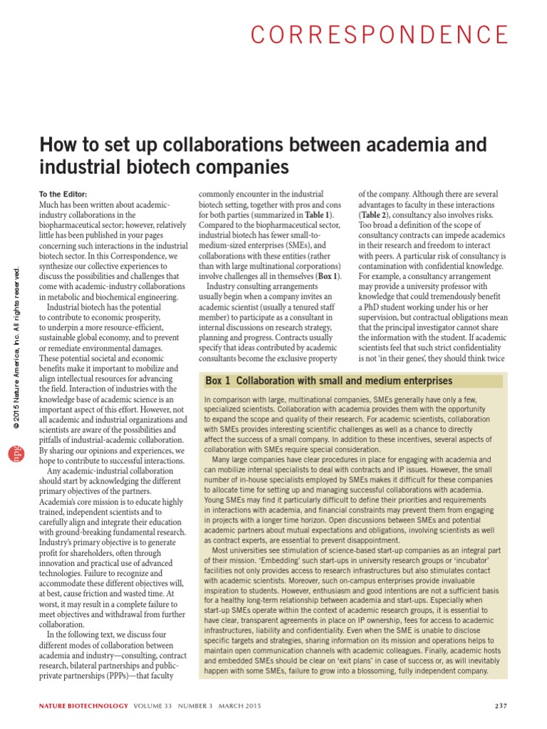 Collaborations Between Academia and Industries | PDF