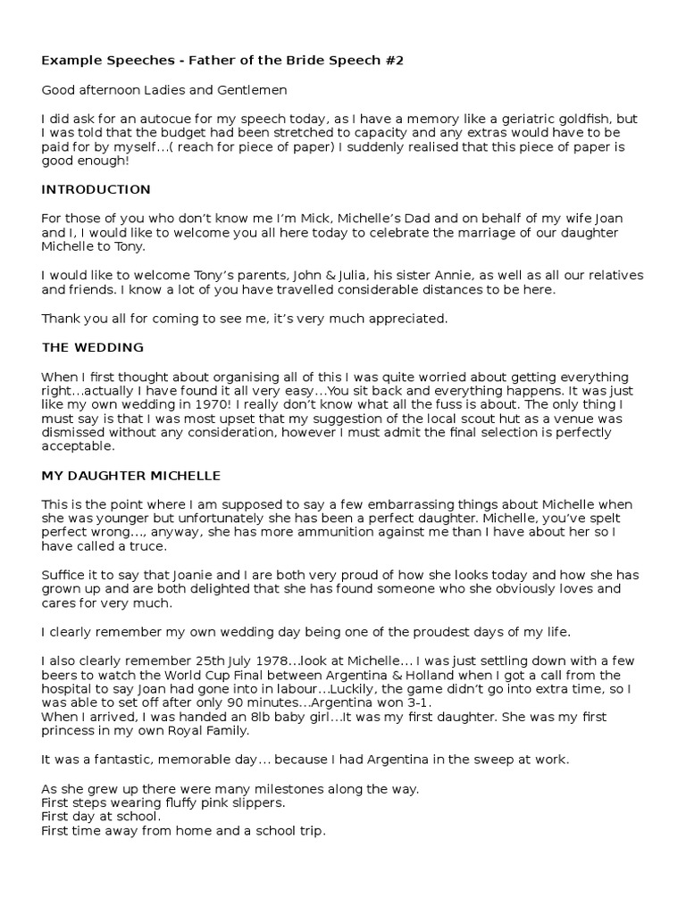 Example Speeches For Father | PDF