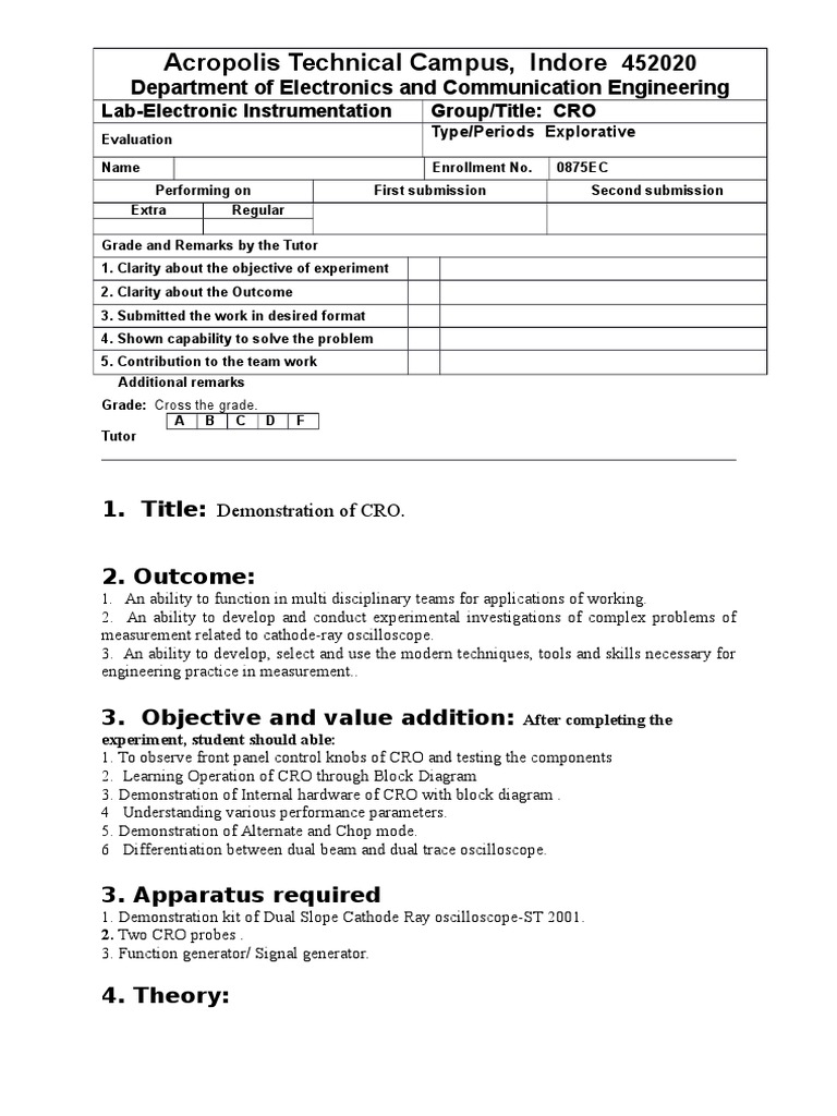 Study of CRO | PDF | Electrical Engineering | Electricity