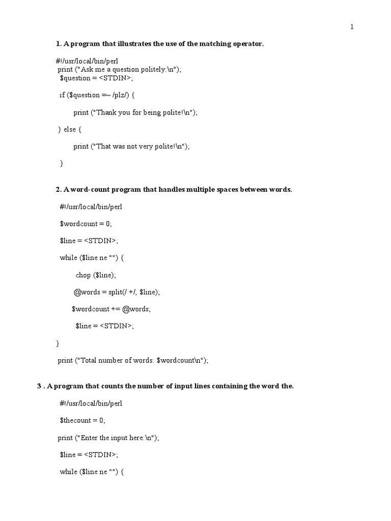A Program That Illustrates The Use of The Matching Operator | PDF ...