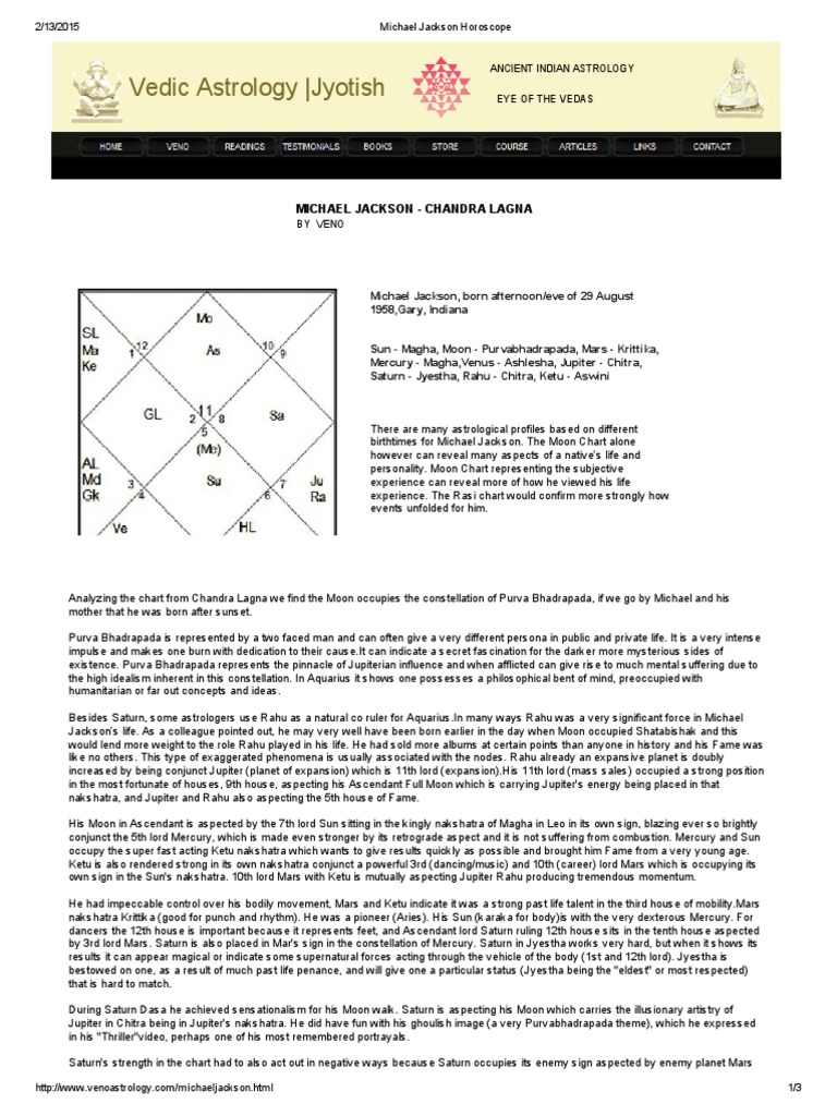 Michael Jackson Horoscope | Download Free PDF | Planets In Astrology ...