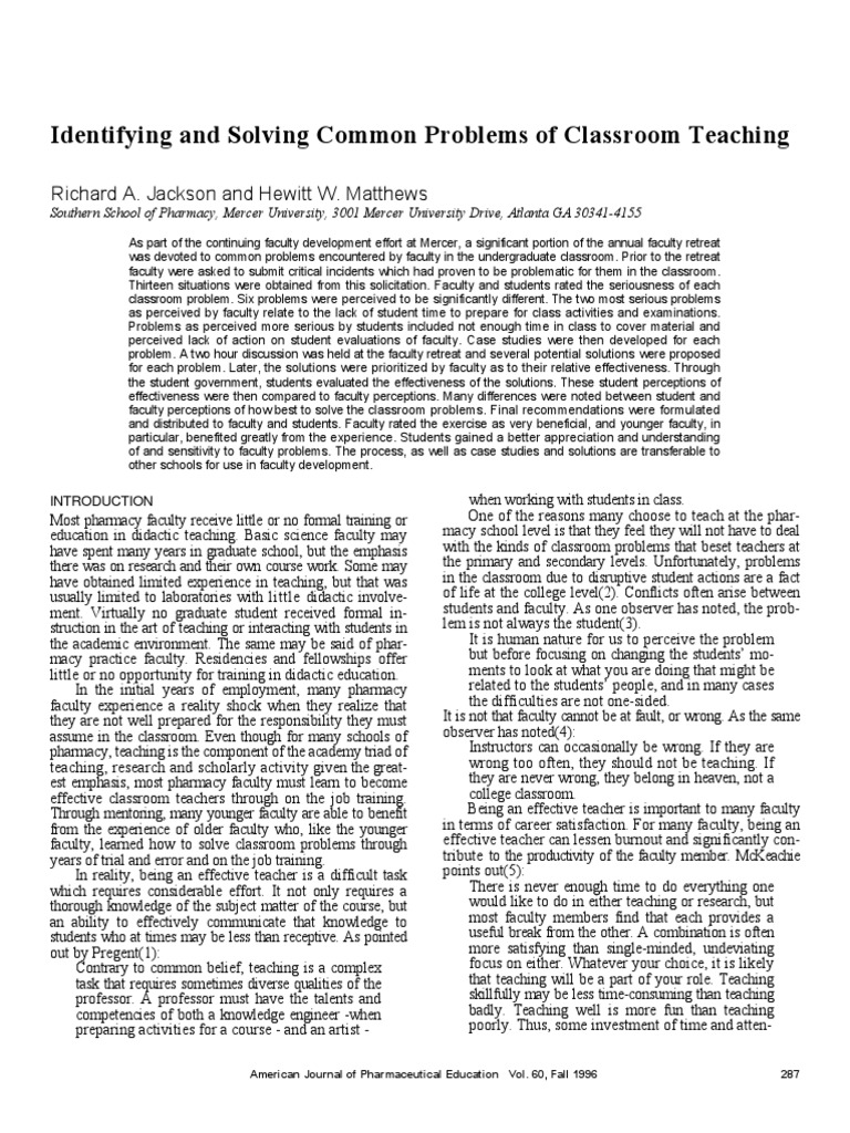 Identifying And Solving Common Problems Of Classroom Teaching PDF