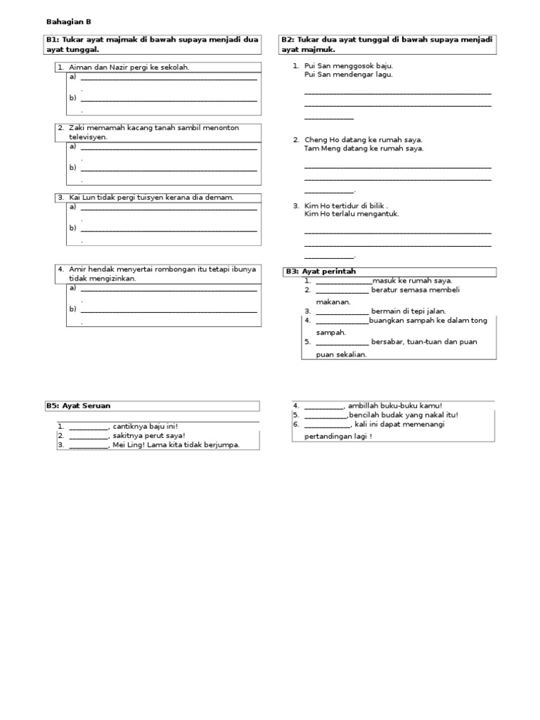 Latihan Jenis-Jenis Ayat | PDF