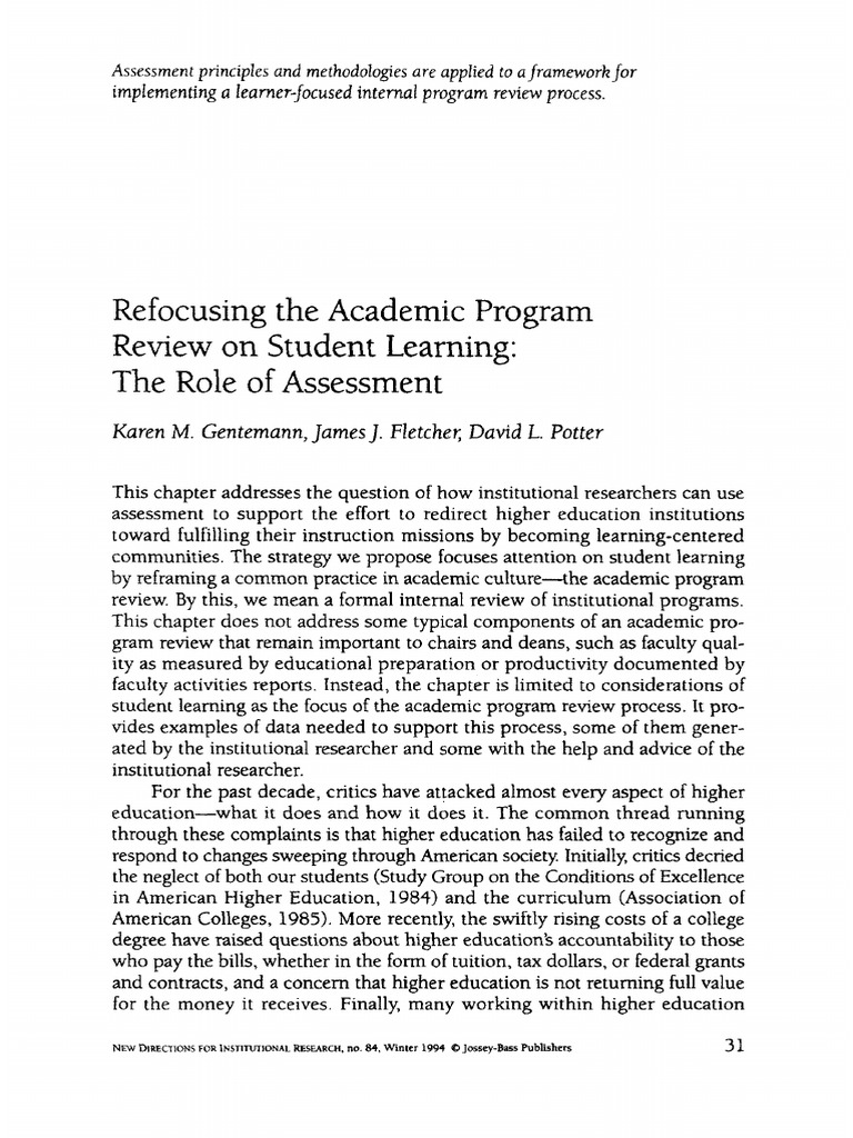 Genteman N 1994 | PDF | Curriculum | Educational Assessment