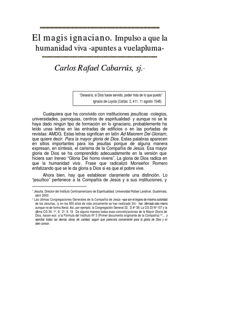 El Magis Ignaciano - Carlos Rafael Cabarrús, SJ | PDF | Sociedad de ...