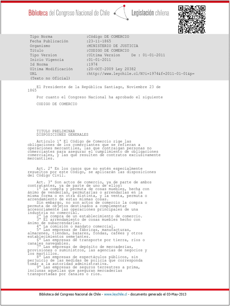 Codigo de Comercio - Chile | PDF | Pagos | Precios