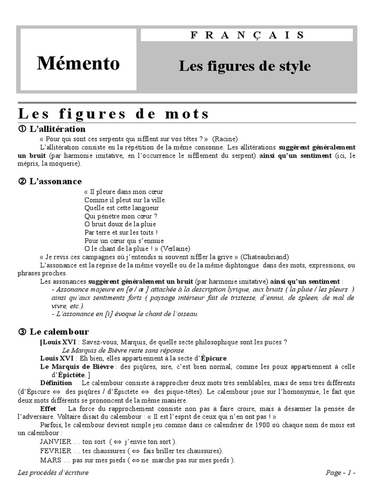 Figures de style en français : Guide complet | PDF | Métaphore | Définition