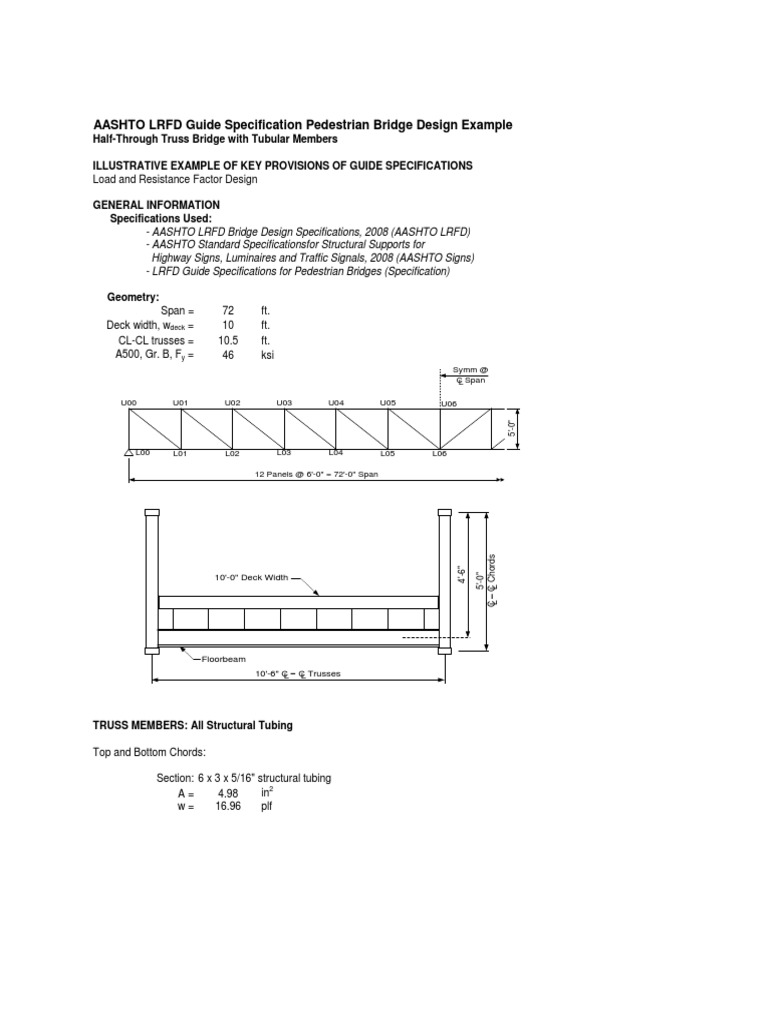 LRFD Pedestrian Bridge Example Rev | PDF | Truss | Axle
