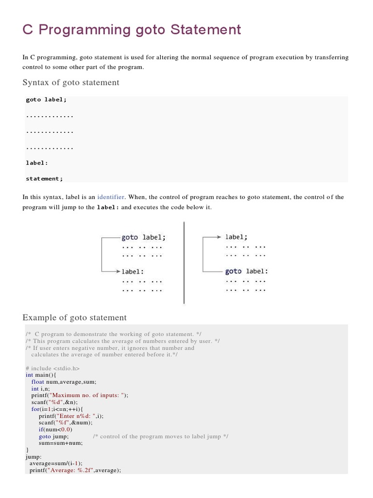 C Programming Goto Statement | PDF
