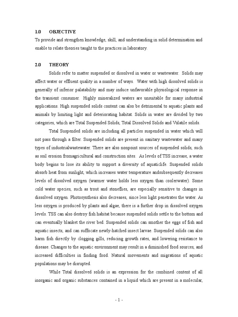 Total Solid Report Pdf Environmental Technology Earth Sciences
