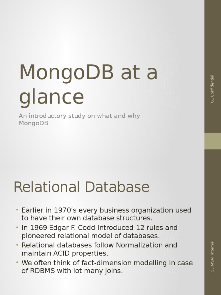 MongoDB at A Glance | PDF | Apache Hadoop | No Sql