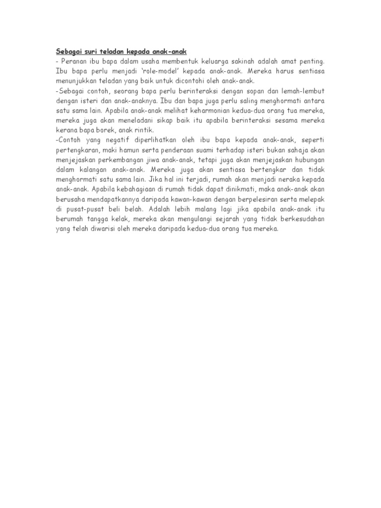 Sebagai Suri Teladan Kepada Anak | PDF | Kesehatan Holistik
