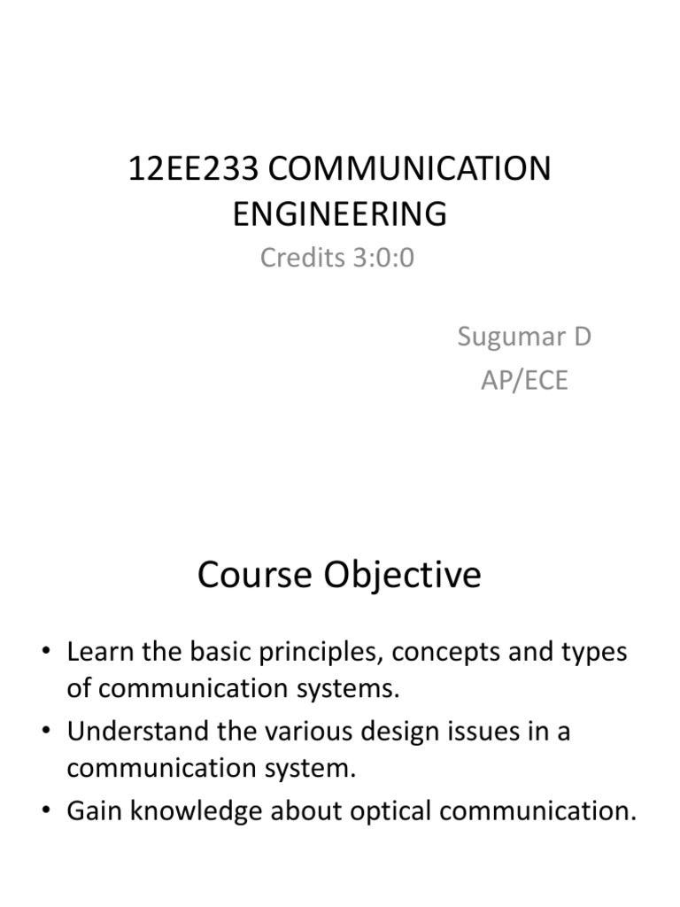 12ee233 Communication Engineering | PDF | Data Transmission | Modulation