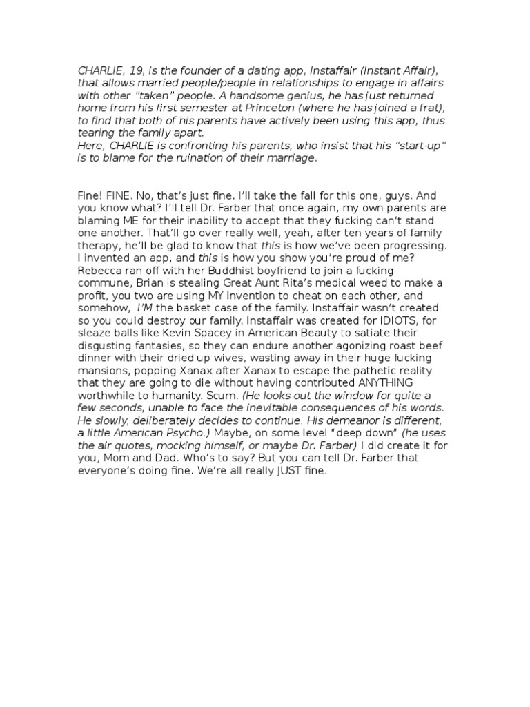 Male Dark Comedic Monologue | PDF