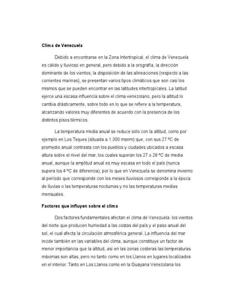 Clima de Venezuela | PDF | Ciencias de la Tierra | Geografía Física