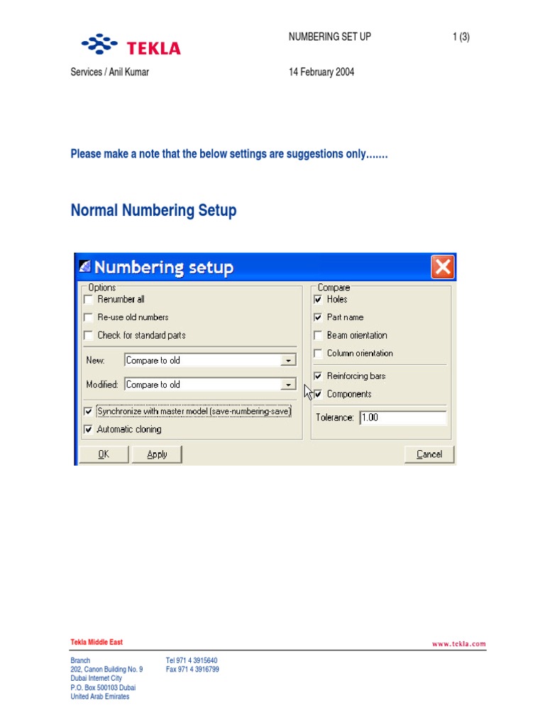Numbering Setup Guidelines for Tekla | PDF | Business | Finance & Money ...