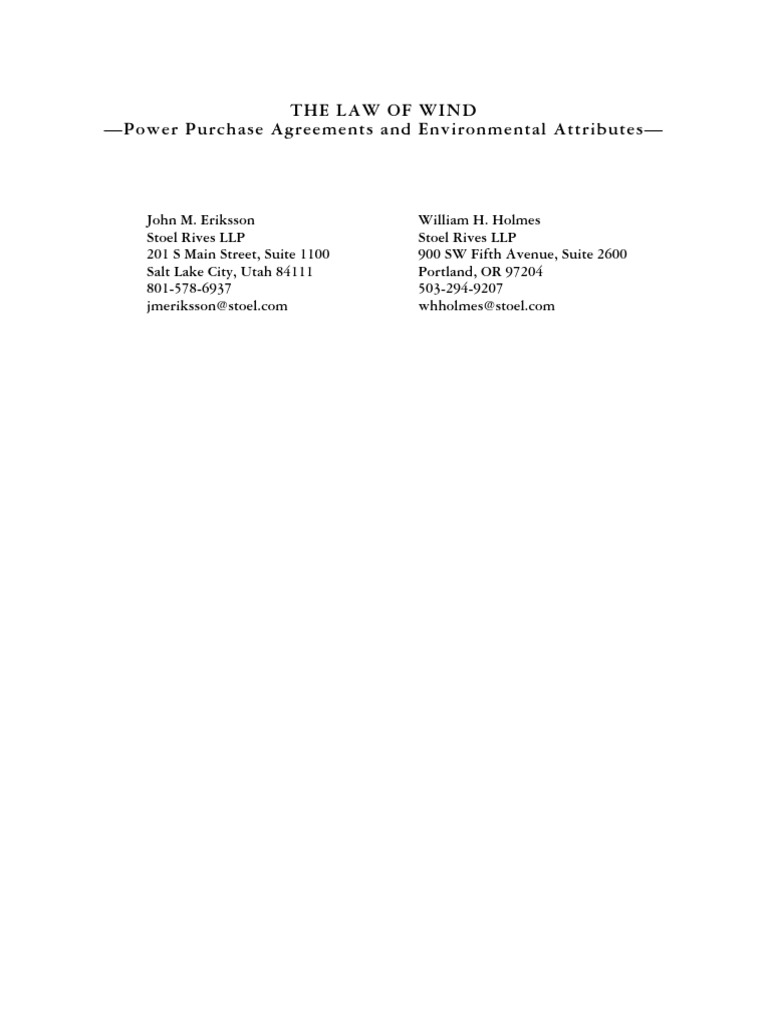 The Law of Wind - Power Purchase Agreements and Environmental ...