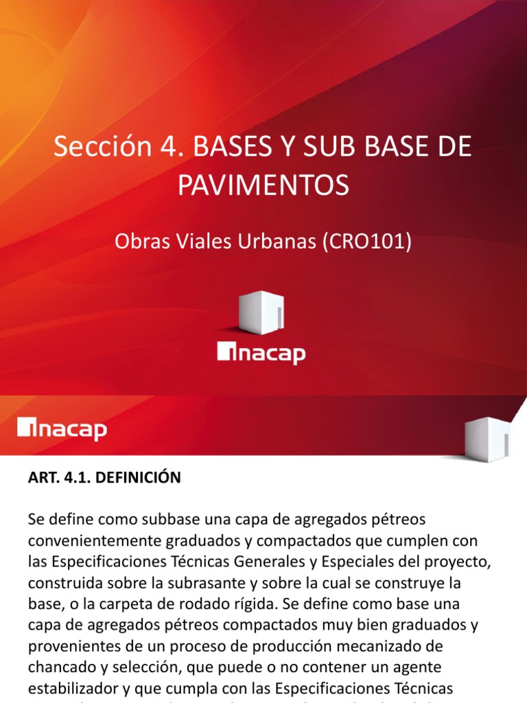 2.2-. Obras Viales Urbanas (CRO101) Bases y Sub-Bases de Pavimentos PDF | PDF | Riego | Suelo