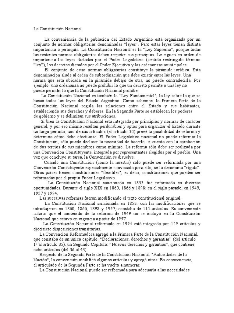 La Constitución Nacional Pdf Constitución Ley Estatutaria