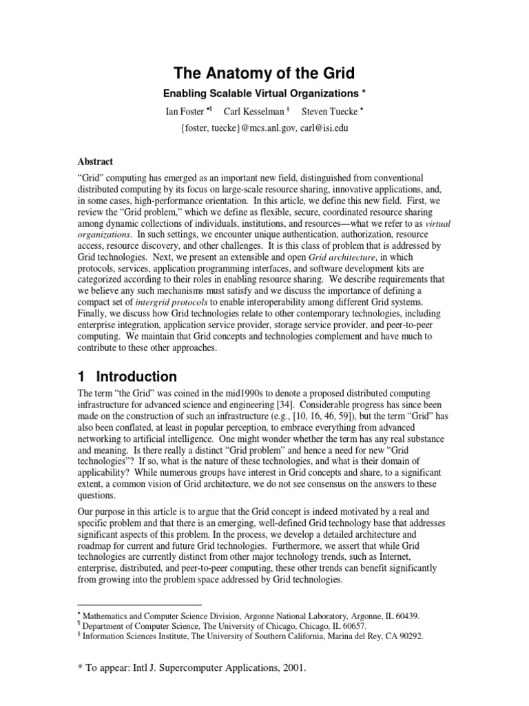 Anatomy Grid | PDF | Grid Computing | Communications Protocols