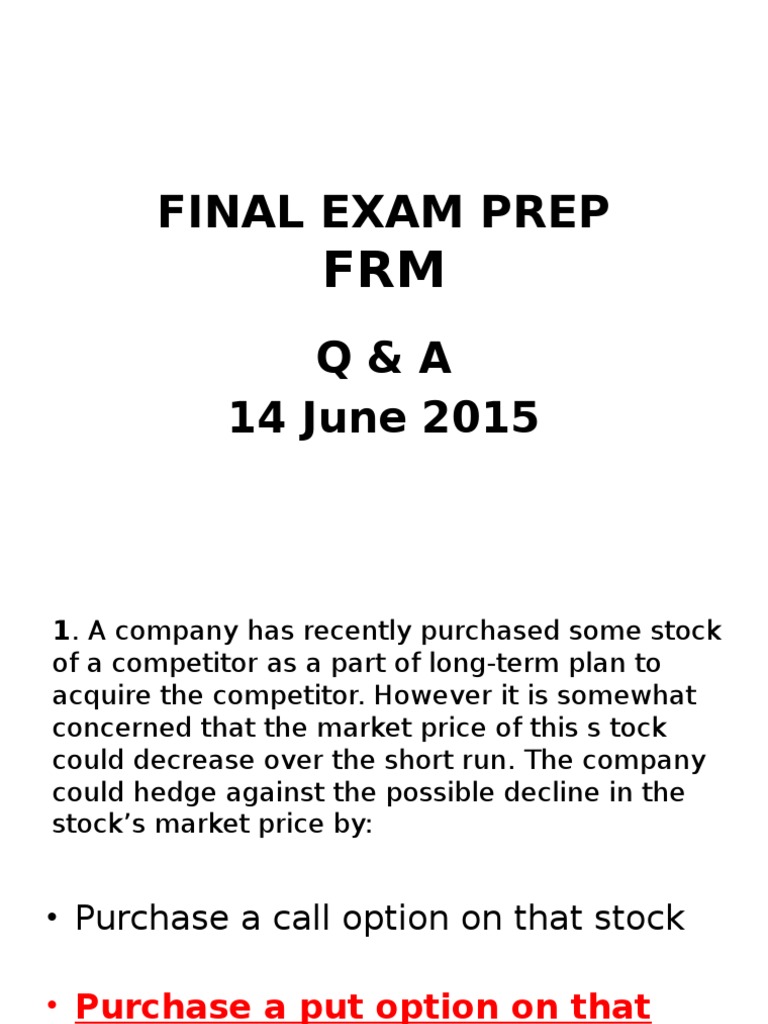 Final Exam Prep | PDF | Call Option | Option (Finance)