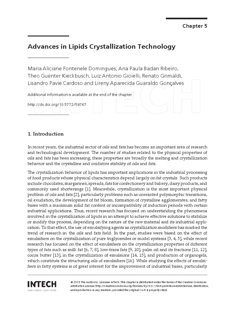 Advanced in Lipid | PDF | Crystallization | Liquid Crystal