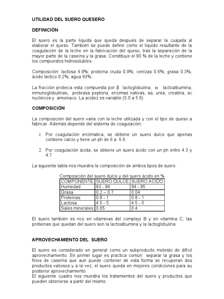 Utilidad Del Suero Queso | PDF