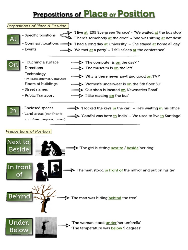 Place Position: Prepositions of | PDF | Language Arts & Discipline